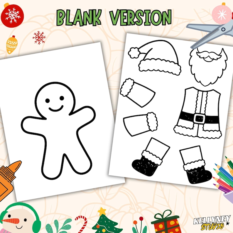 Disguise a Gingerbread Santa Craft, Christmas Printable, Santa Costume ...
