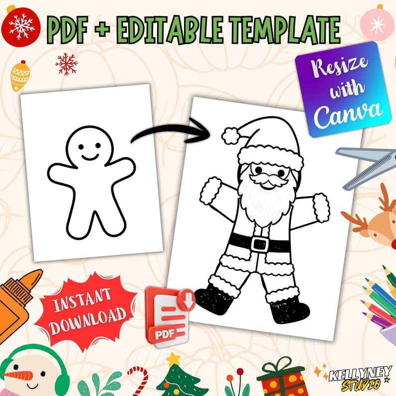 Disguise a Gingerbread Santa Craft, Christmas Printable, Santa Costume ...