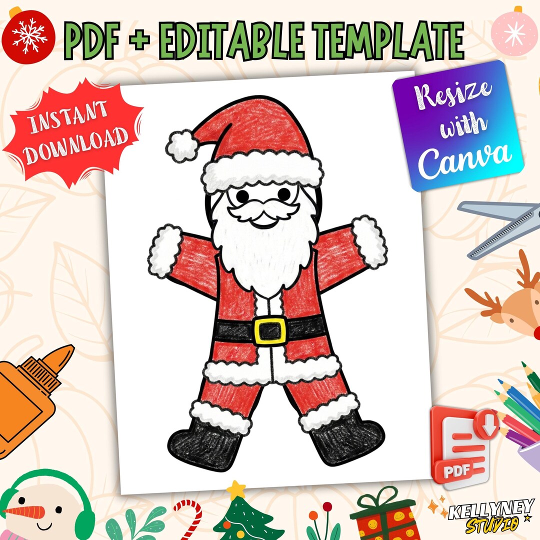 Disguise a Gingerbread Santa Claus Christmas Craft, Pre Colored Cut and ...