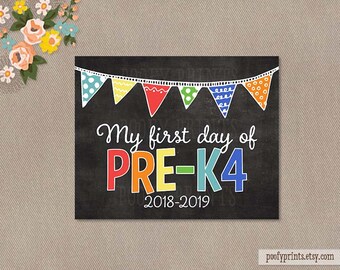 Printable First Day Of School Signs Pre-K through Grade 12