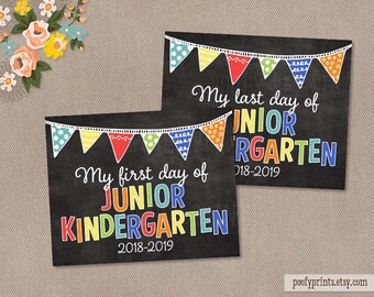 First & Last Day of Kindergarten Chalkboard Printable Sign 8 | Etsy
