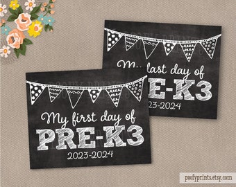 First & Last Day of Preschool Chalkboard Printable Sign - Etsy