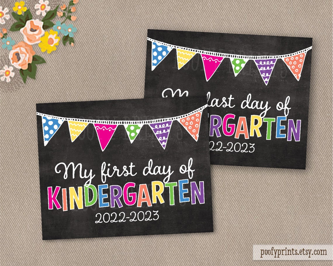 First & Last Day of Kindergarten Chalkboard Printable Sign 8 - Etsy