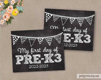 First & Last Day of Preschool Chalkboard Printable Sign - Etsy