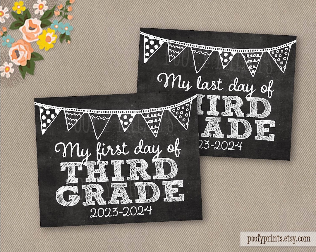 First & Last Day of 3rd Grade Chalkboard Printable Sign - Etsy