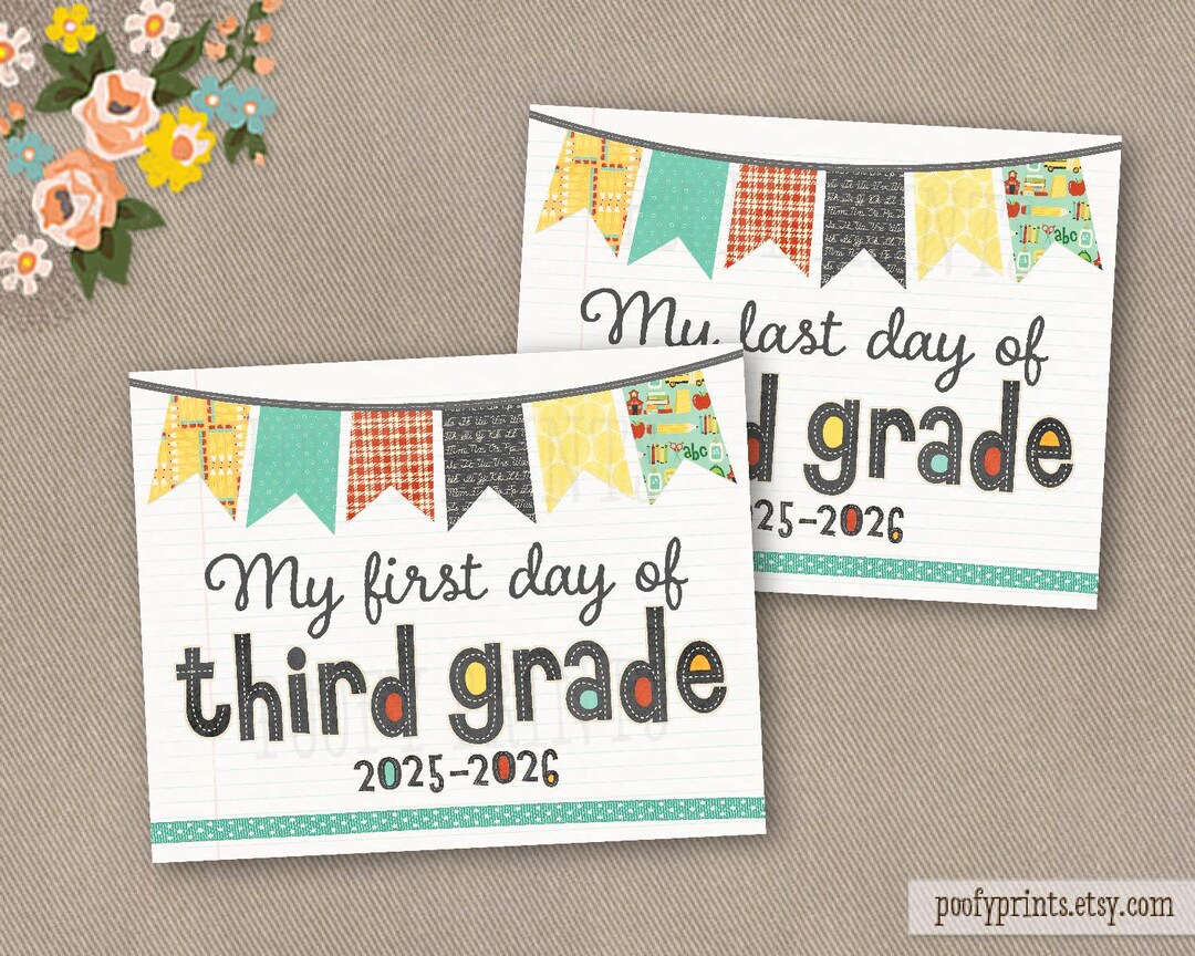 First & Last Day of 3rd Grade Printable Sign - 8 X 10 Printable First ...