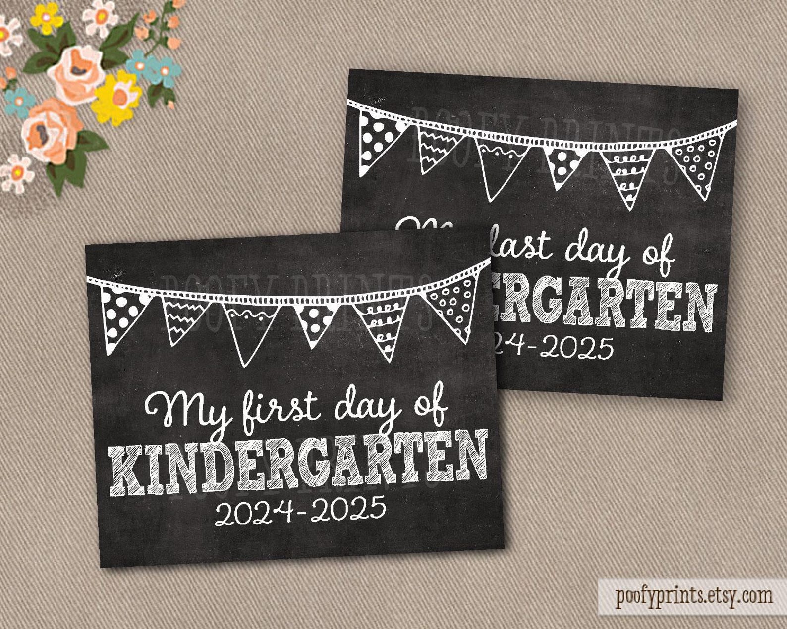 First & Last Day of Kindergarten Chalkboard Printable Sign 8 X 10 ...
