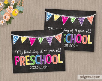 First Day of 4 Year Old Preschool Sign 8x10 INSTANT DOWNLOAD - Etsy