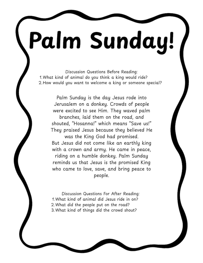 Palm Sunday Bible Worksheets for Kids | Sunday School Easter Activity ...