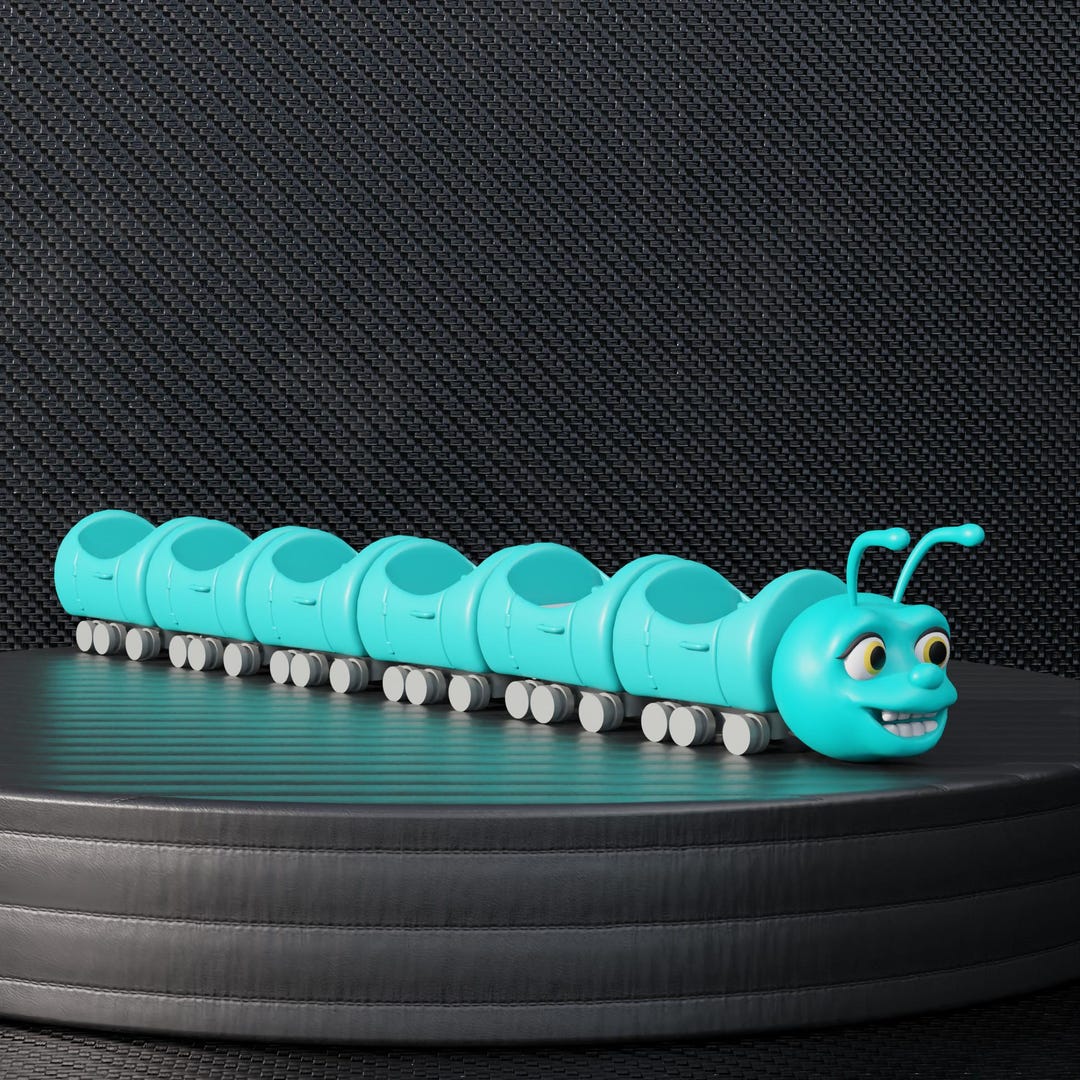 Flexi Caterpillar 3D STL File | Articulated Toy Model | Cute Worm 3D ...