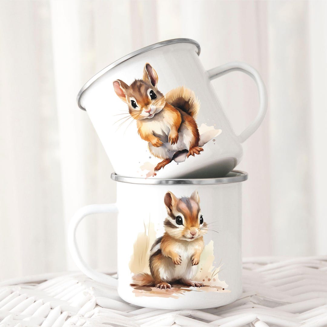 Chipmunk Enamel Camping Mug for Nature Lover Camp Cup for Animal Lover ...