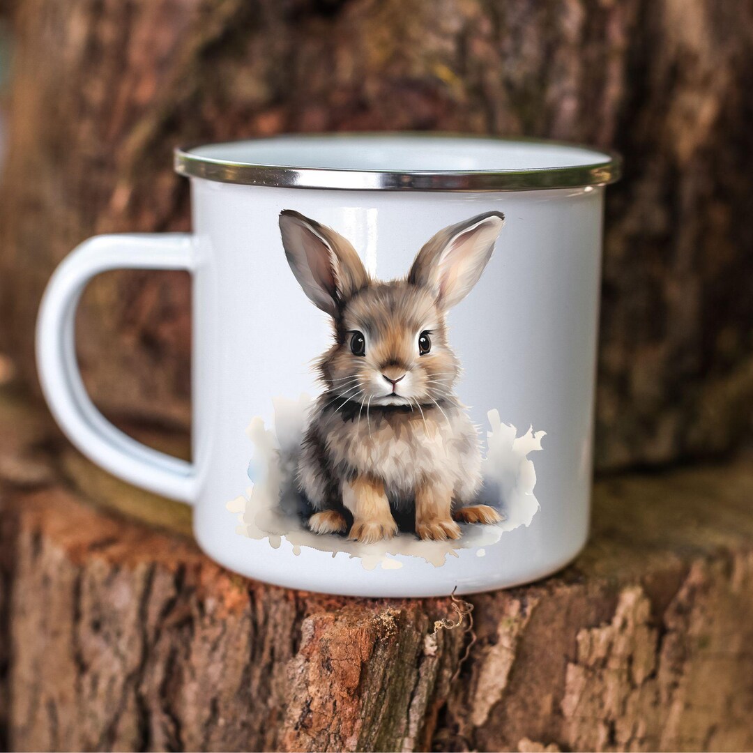 Rabbit Enamel Camping Mug for Animal Lover Camp Mug for Nature Lover ...