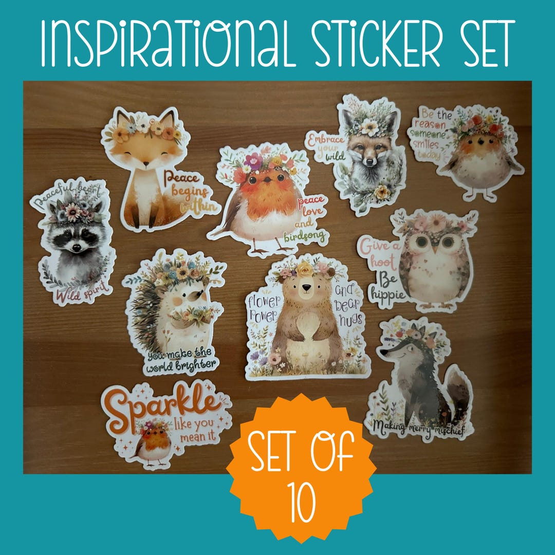 Inspirational Sticker Set Animal Lover Gift Idea for Nature Enthusiast ...