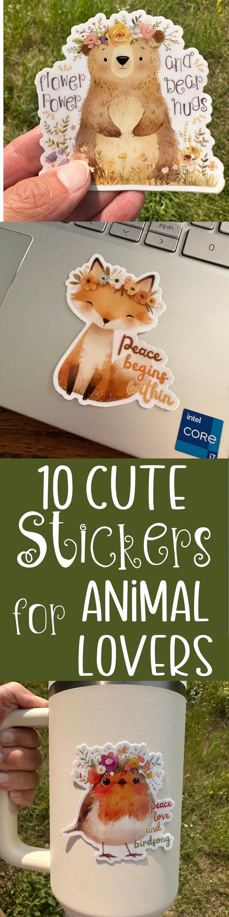 Inspirational Sticker Set Animal Lover Gift Idea for Nature Enthusiast ...