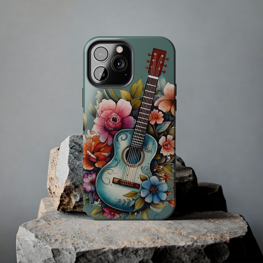 Blue Guitar Phone Case for Bohemian Vibe Gift for Music Lover iPhone ...
