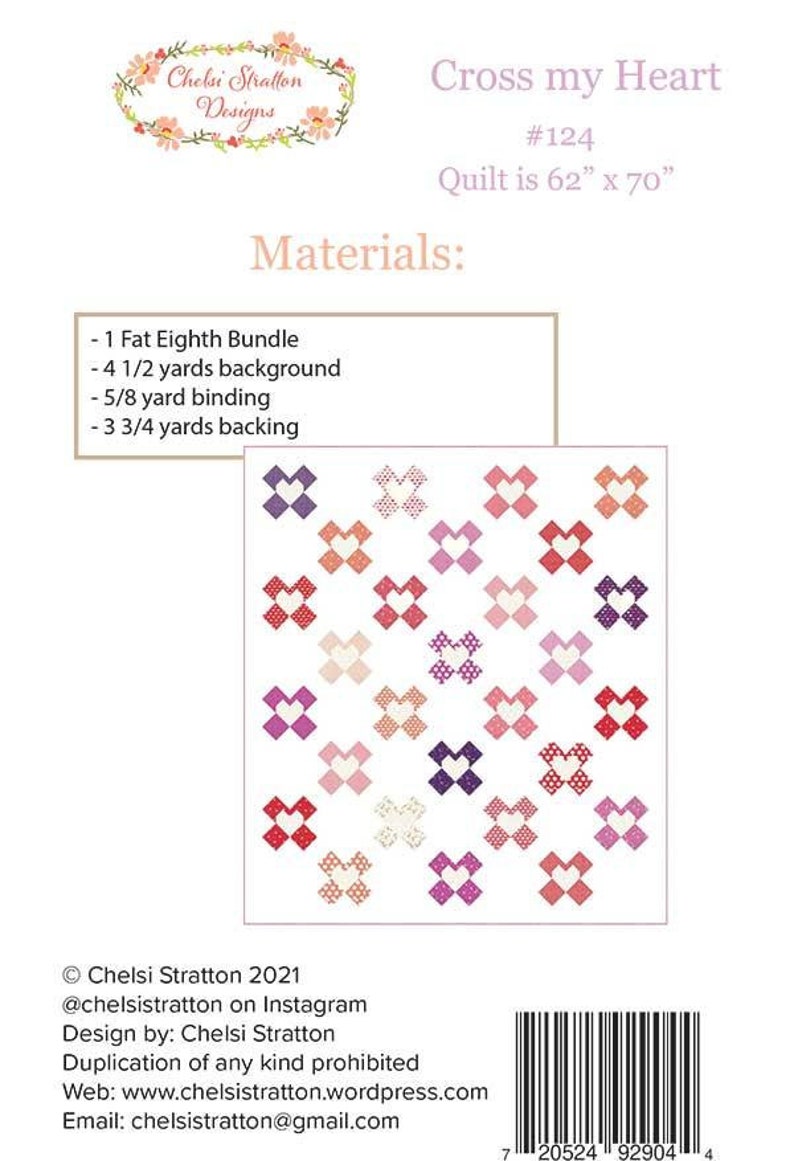 Cross My Heart Quilt Pattern CSD 124 Designed by Chelsi - Etsy