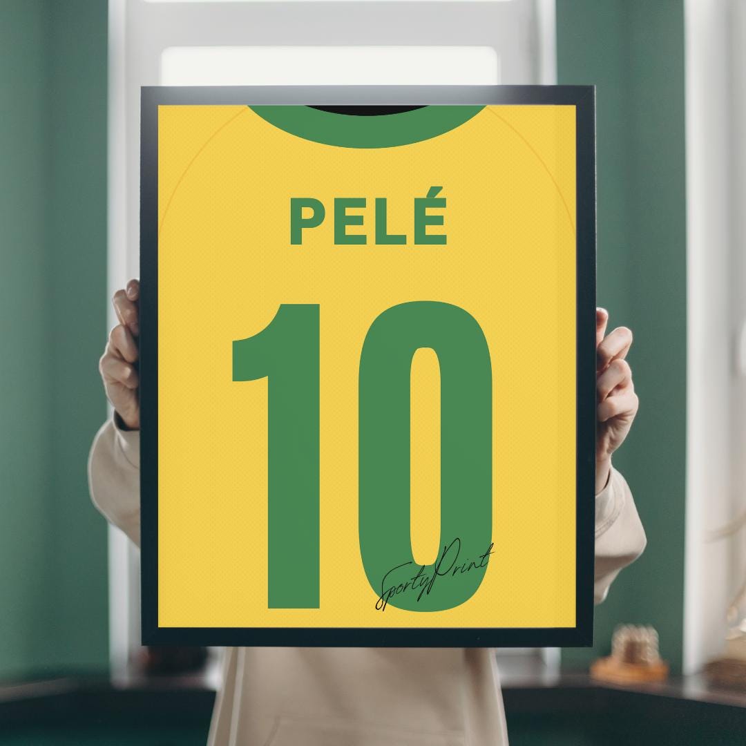 Pele 10 Jersey Back Wall Art, Printable Football Shirt Poster, A3 ,png ...
