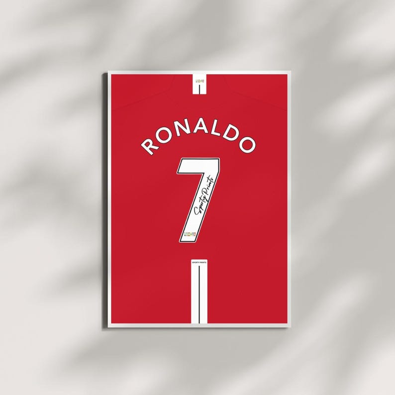 Man United Ronaldo 7 Jersey Poster: Football Shirt Wall Art ,custom ...