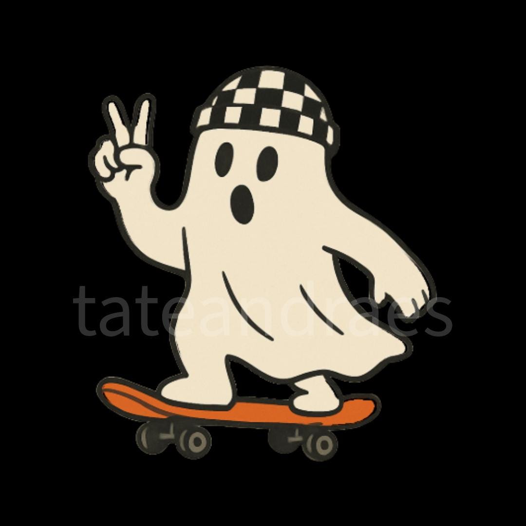 Skateboard Ghost PNG Download, Halloween Design, Checkered, Shirt ...