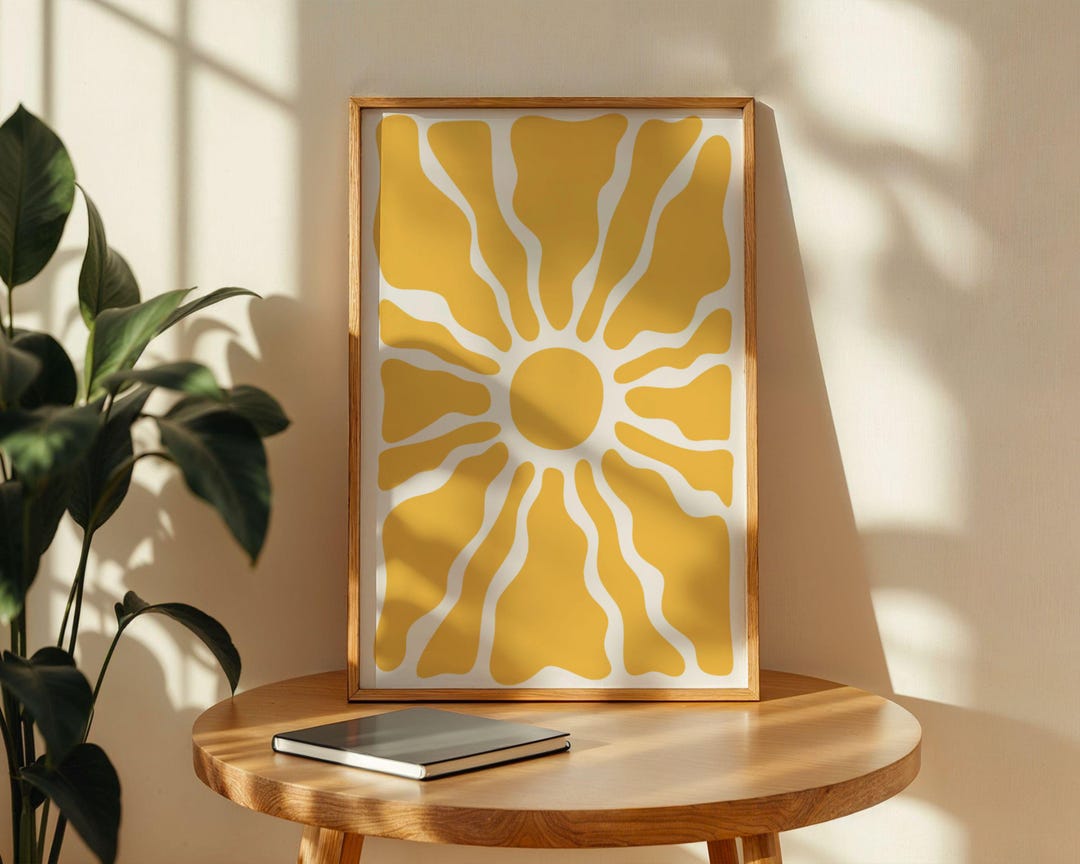 Abstract Sun Print: Modern Boho Sunshine Wall Art - Etsy