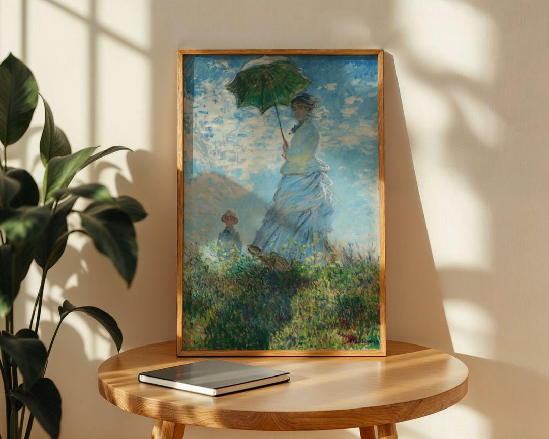 Monet "woman With Parasol" Art Print: Impressionist French Landscape - Etsy