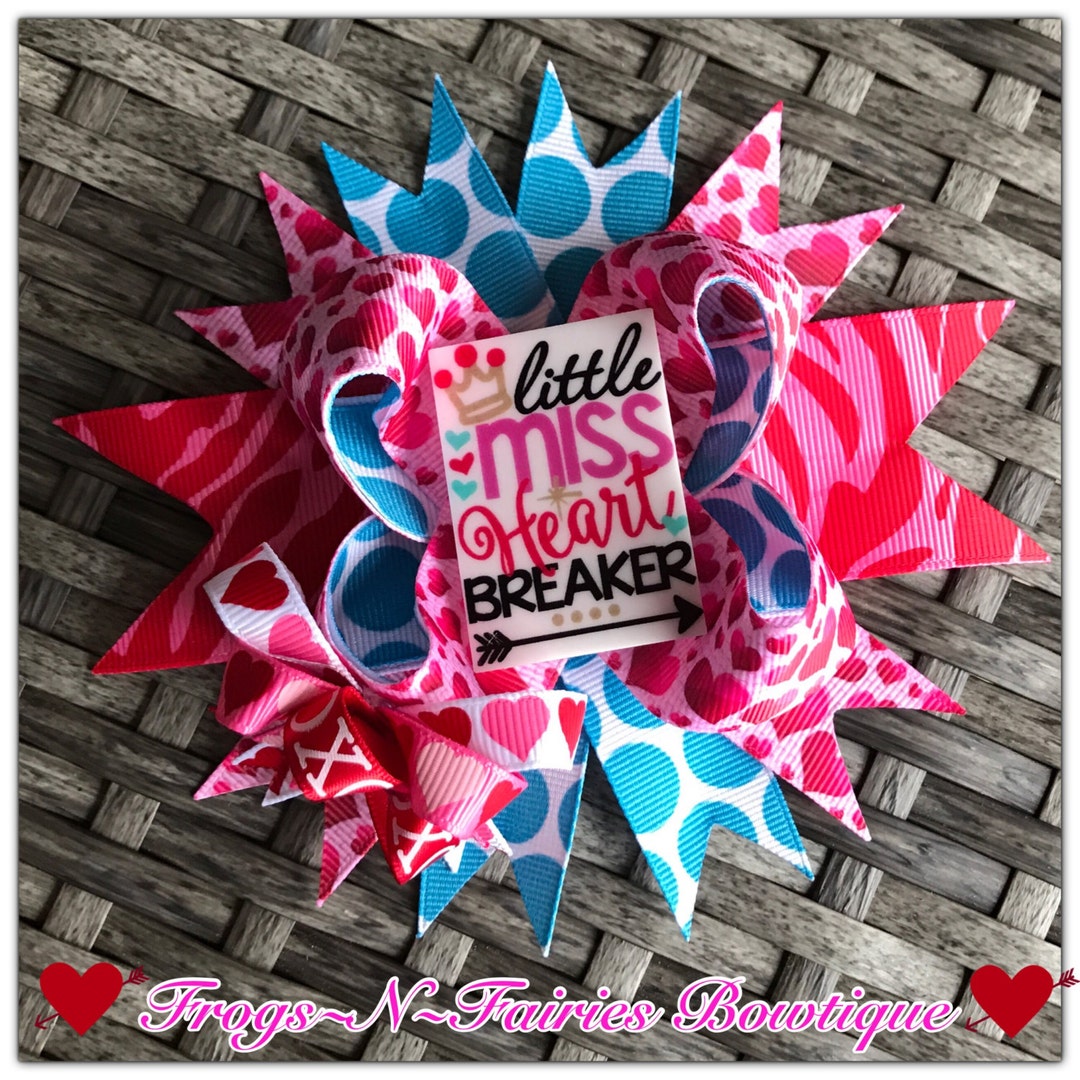 Valentine’s Little Miss Heart Breaker Boutique Hair Bow - Etsy