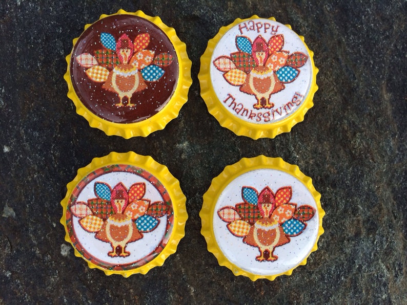 Happy Thanksgiving Turkey Bottlecap Hairbow | Etsy