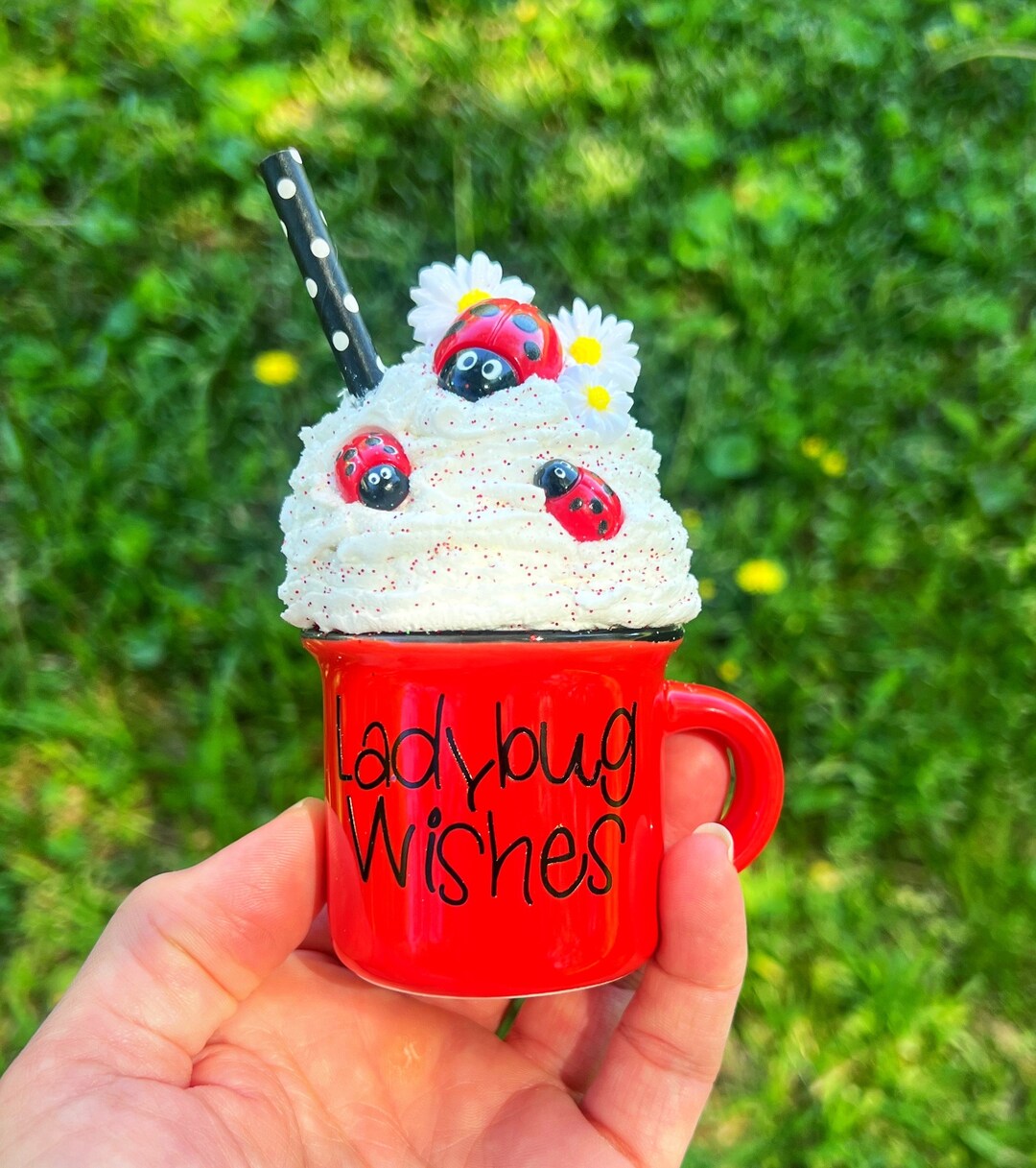 Ladybug Wishes Faux Fake Whipped Cream Mini Mug Tier Tray Decor - Etsy