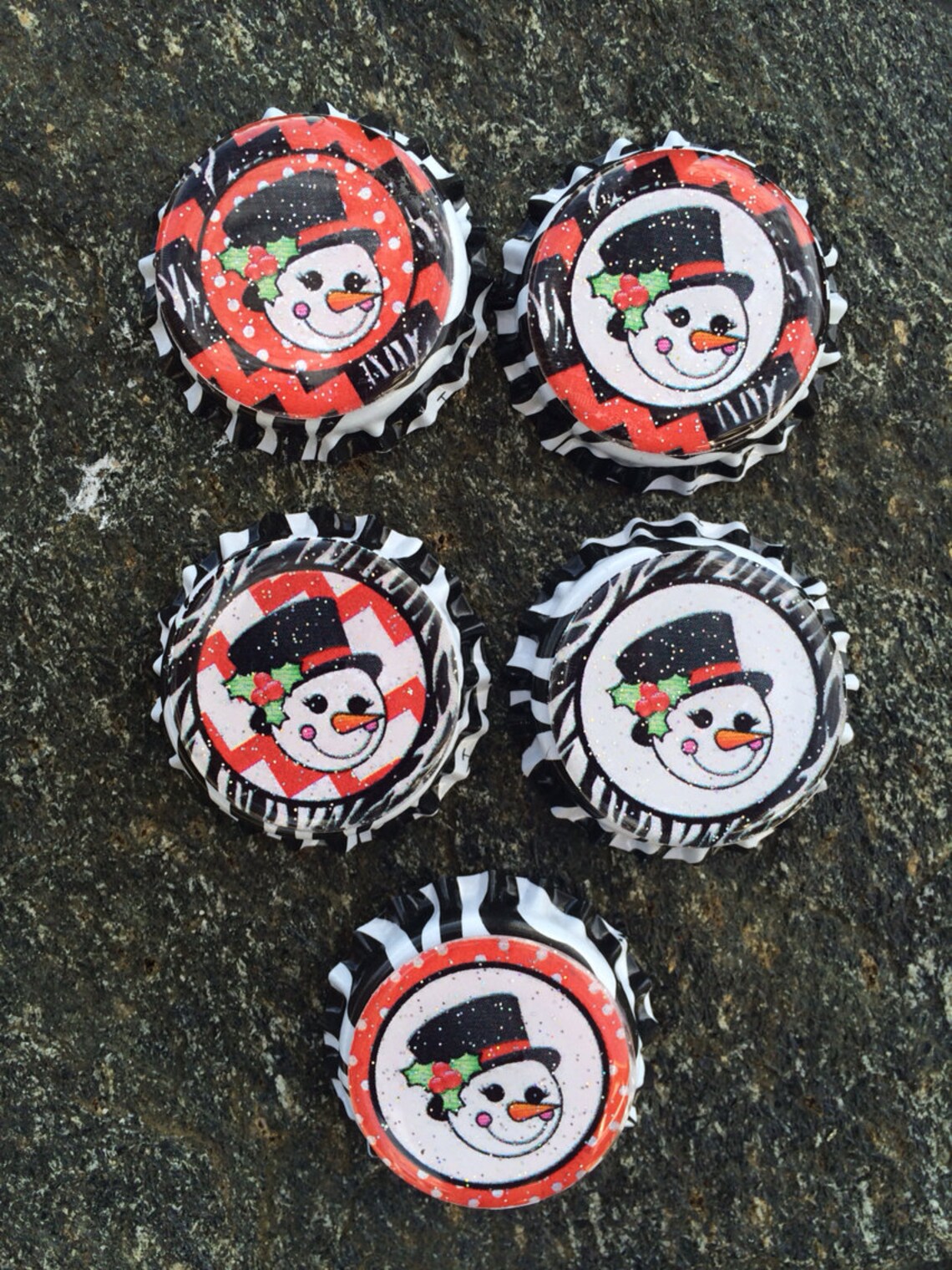 Christmas Chevron Zebra Snowman Bottlecap Hairbow - Etsy