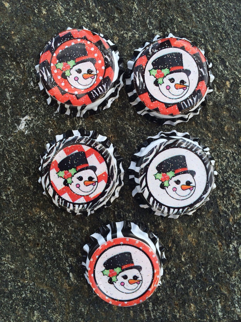 Christmas Chevron Zebra Snowman Bottlecap Hairbow | Etsy