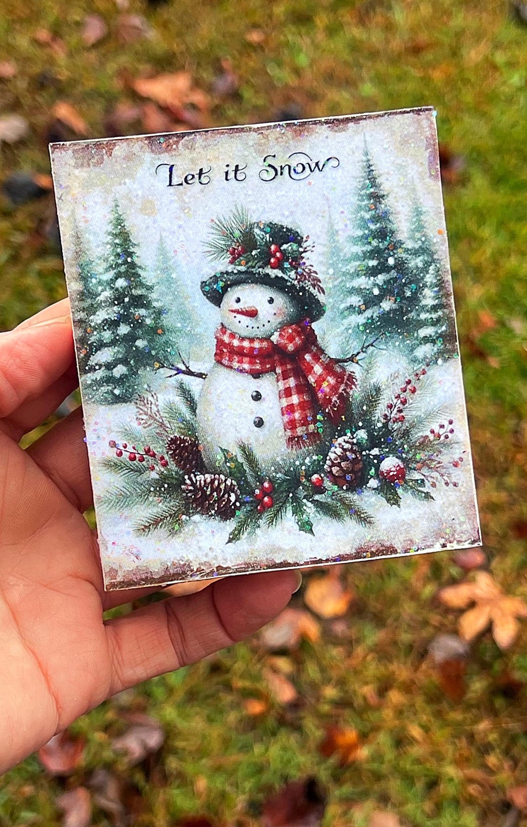 Christmas Snowman Let It Snow Mini Glitter Sign Tiered Tray Decor - Etsy