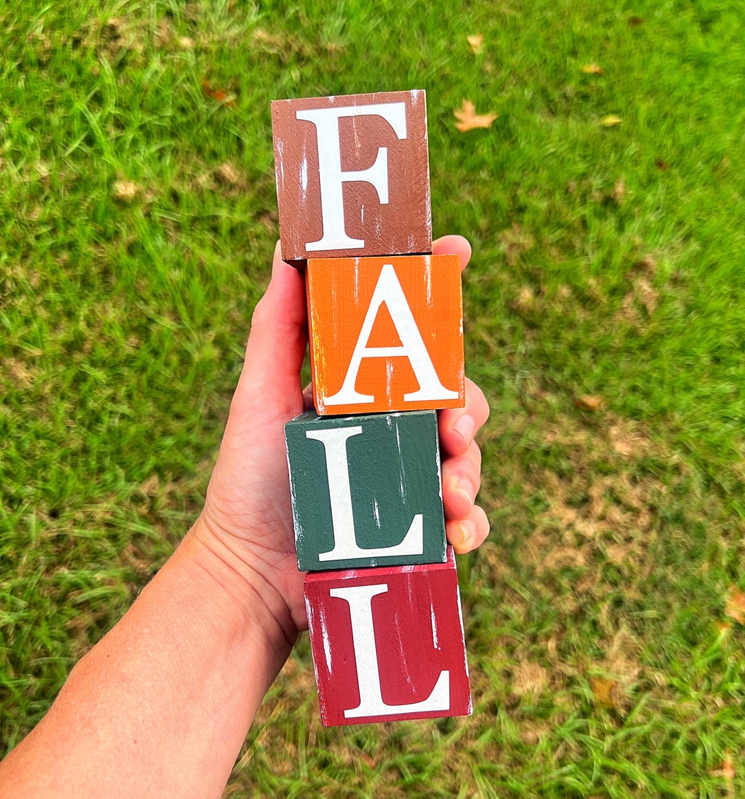 FALL Autumn Wood Stacking Blocks Set of 4 Tier Tray Decor - Etsy