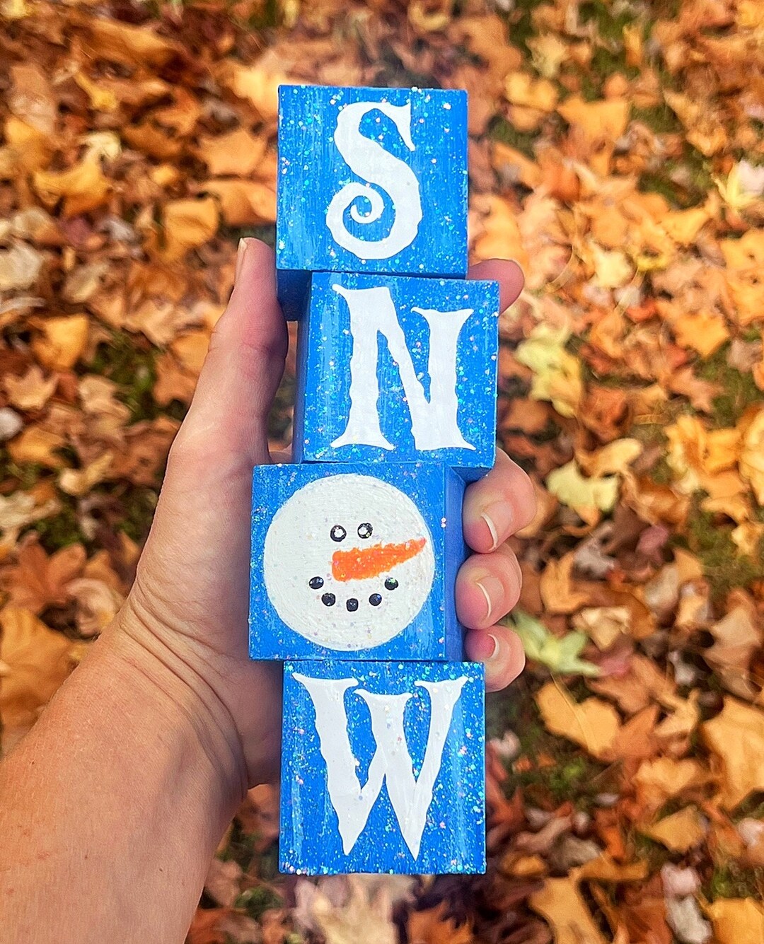 SNOW Snowman Wood Stacking Blocks Set of 4 Tier Tray Decor - Etsy