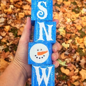 SNOW Snowman Wood Stacking Blocks Set of 4 Tier Tray Decor - Etsy