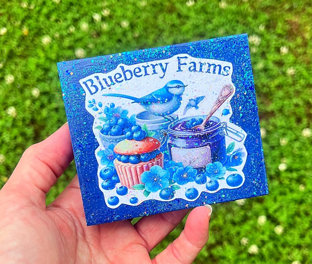 Blueberries Bluebird Mini Glitter Wood Sign Tiered Tray Decor - Etsy