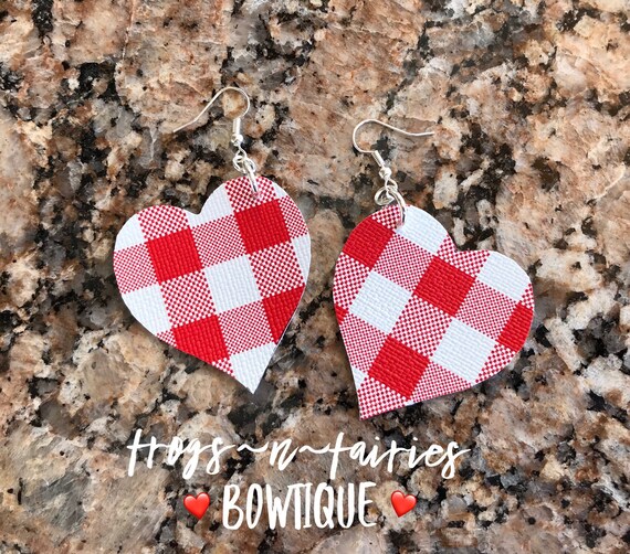 Faux leather valentine earrings store