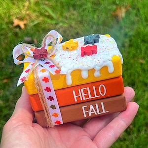 Hello Fall Wood Mini Bookstack Tier Tray Decor - Etsy