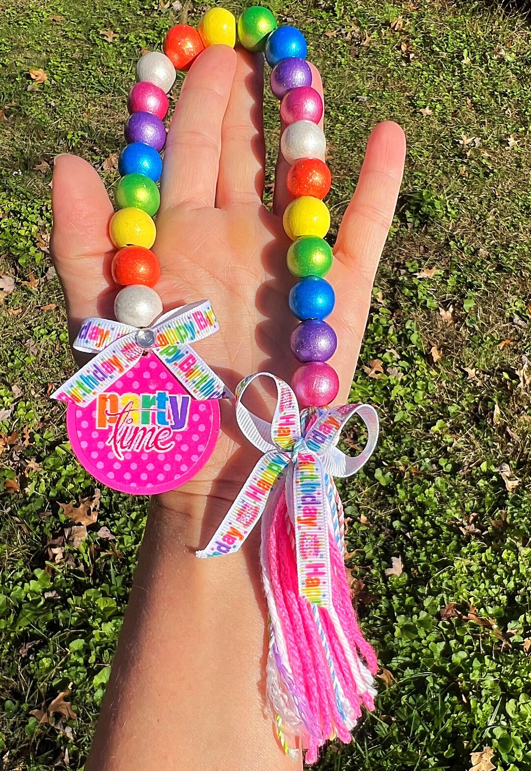 Happy Birthday Glitter Wood Beads Garland Tiered Tray Decor - Etsy