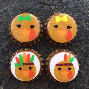 Thanksgiving Turkey Bottlecap Boutique Hairbow - Etsy