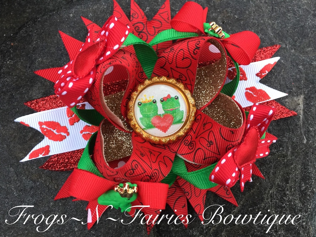 Valentine Frog Prince Boutique Hairbow - Etsy