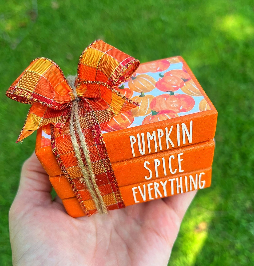 Pumpkin Spice Everything Wood Mini Bookstack Fall Tier Tray Decor - Etsy