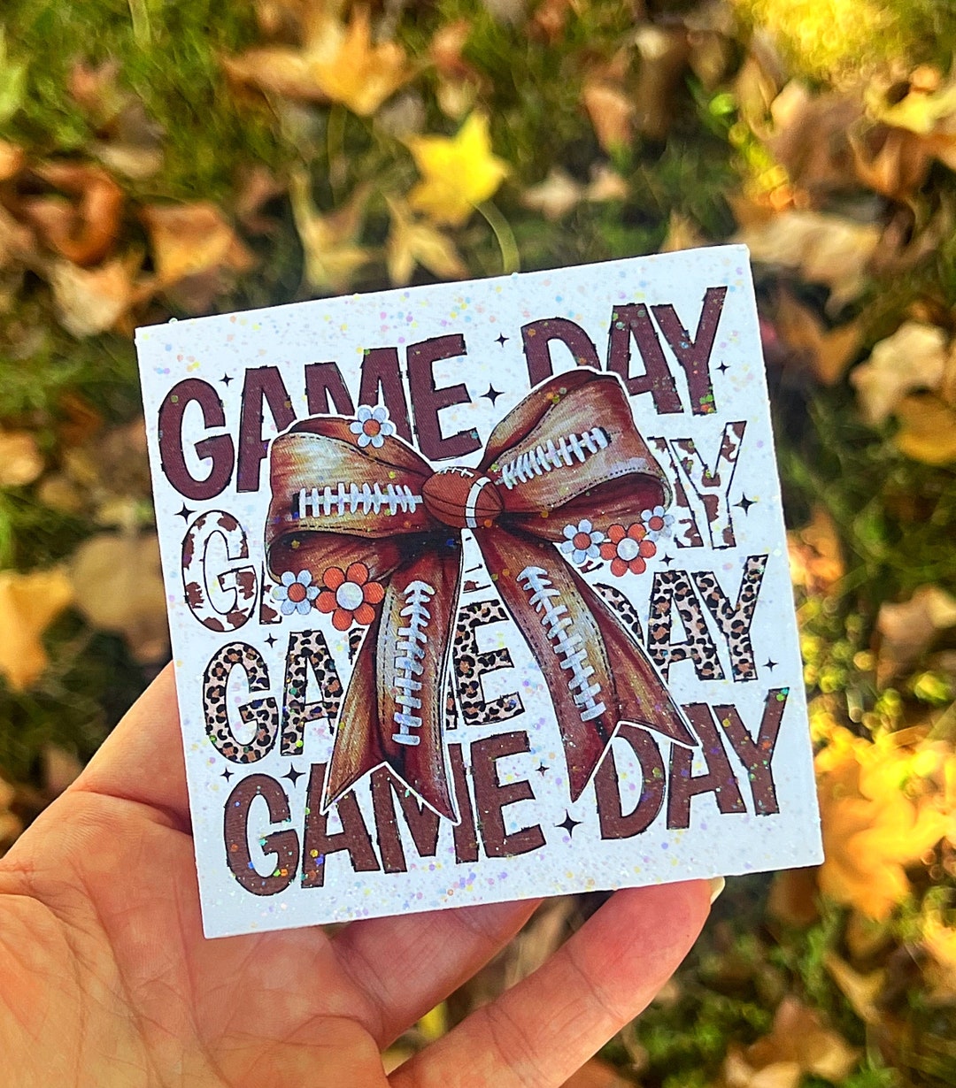 Football Game Day Mini Glitter Wood Sign Tiered Tray Decor - Etsy