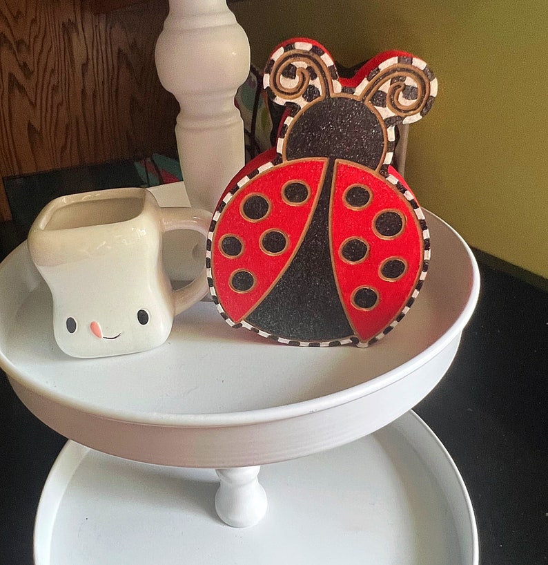 Wood Ladybug Tier Tray Decor - Etsy