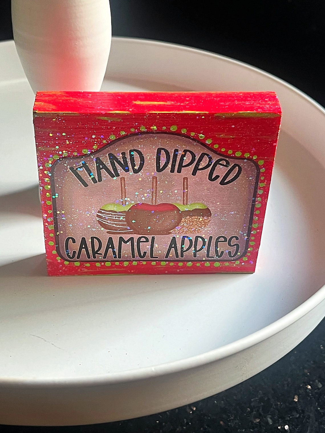 Caramel Apple Mini Glitter Wood Sign Tiered Tray Decor - Etsy
