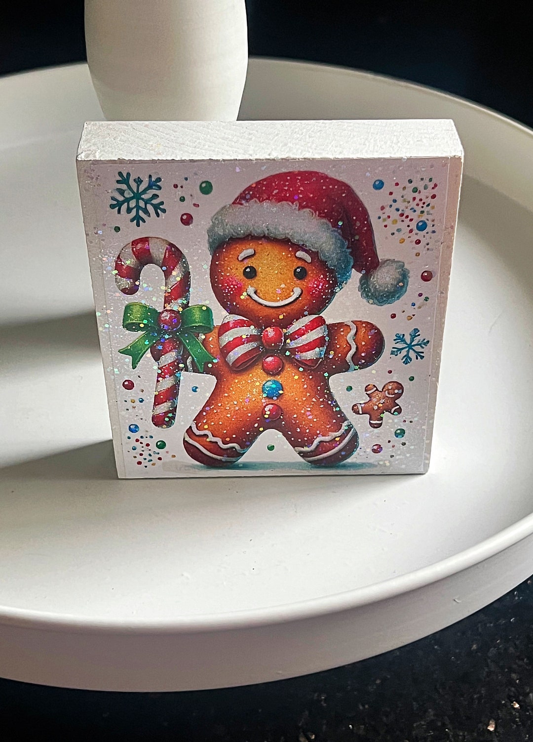 Christmas Gingerbread Mini Glitter Sign Tiered Tray Decor - Etsy