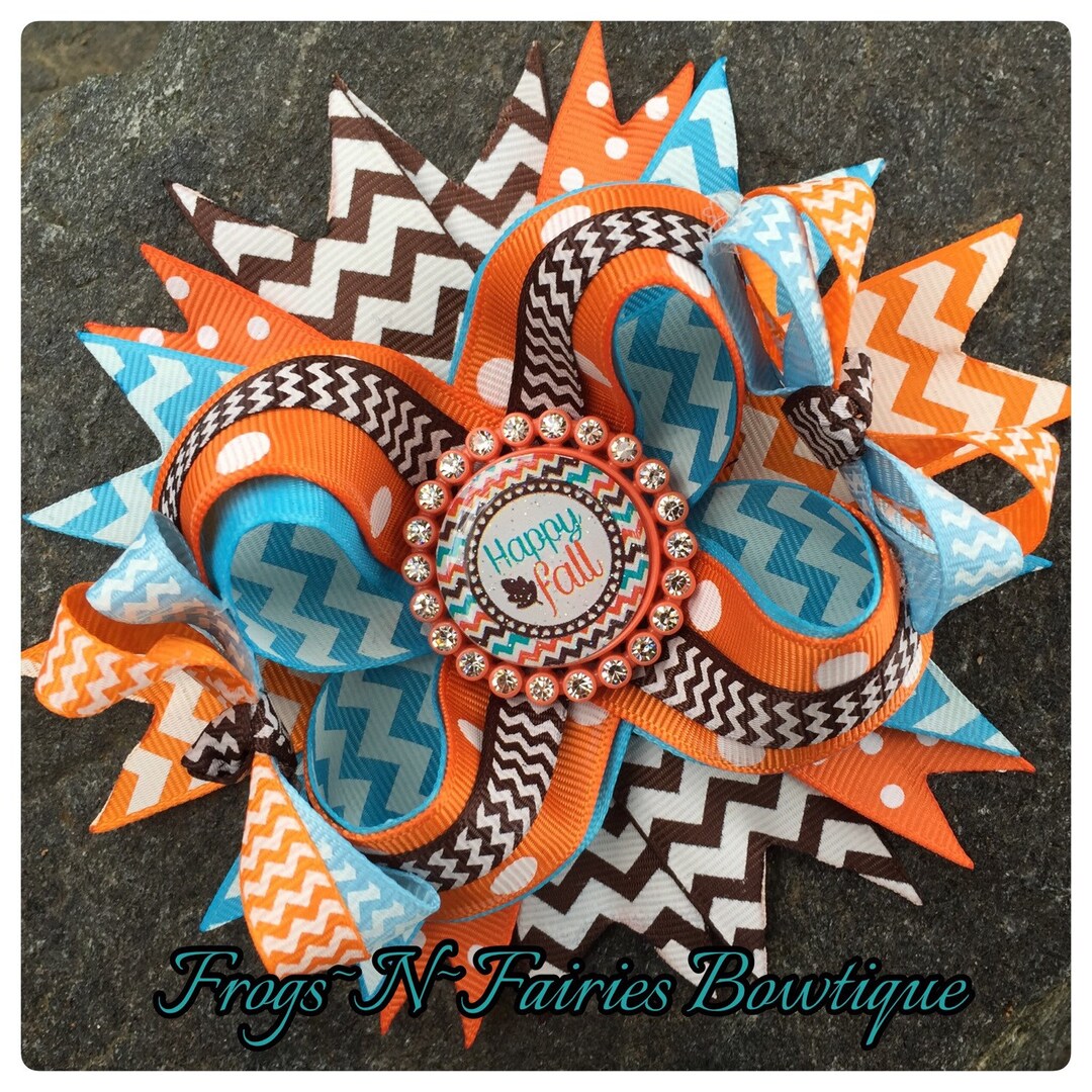 Happy Fall Chevron Boutique Hairbow - Etsy