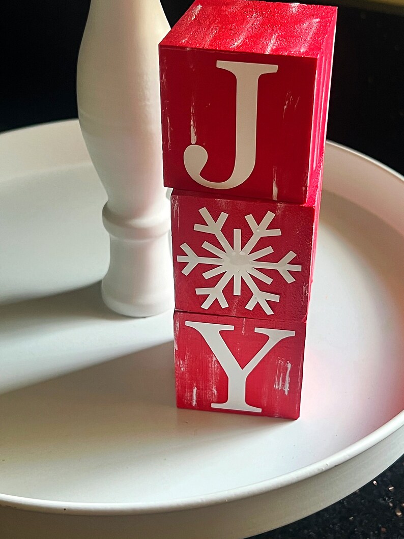 Christmas JOY Stacking Wood Blocks Set of 3 Tier Tray Decor - Etsy