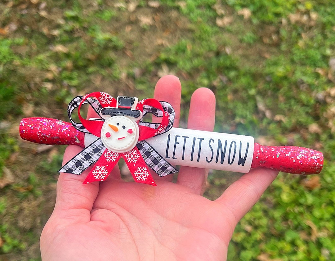 Christmas Snowman Let It Snow Mini Glitter Rolling Pin Tiered Tray ...