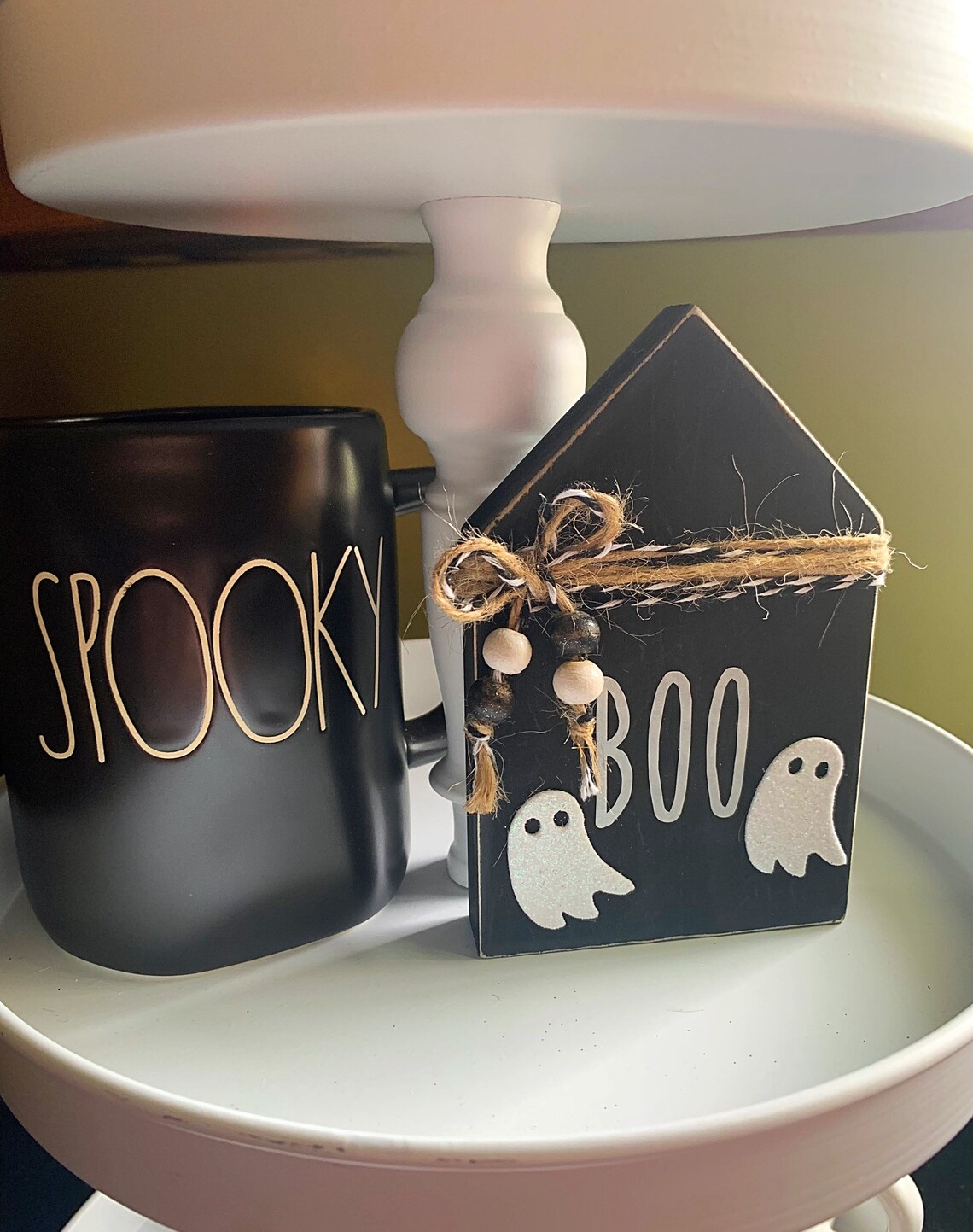 Halloween Mini Ghosts Boo Wood House Tier Tray Decor - Etsy