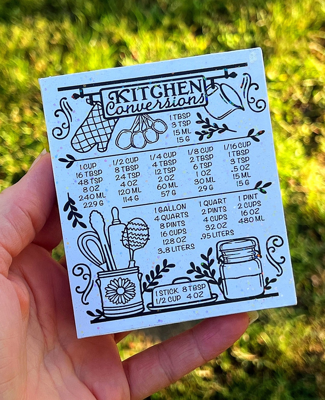 Kitchen Conversion Chart Mini Glitter Wood Sign Tiered Tray Decor - Etsy